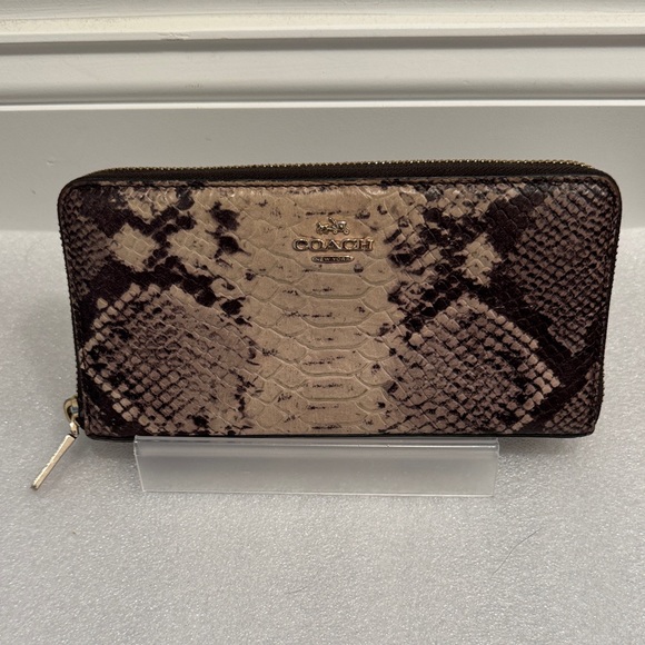 Coach | Bags | Coach Snakeskin Pattern Zip Around Wallet | Poshmark